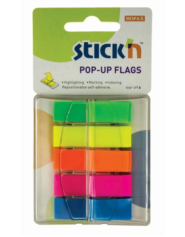 Stick 'n Pop Up Neon Flags Assorted – 200/Pad, 5 Packs