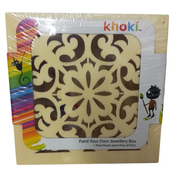 Khoki - Art & Craft Paint Your Own Jewellery Box Kit 15 x 15 x 9cm ...