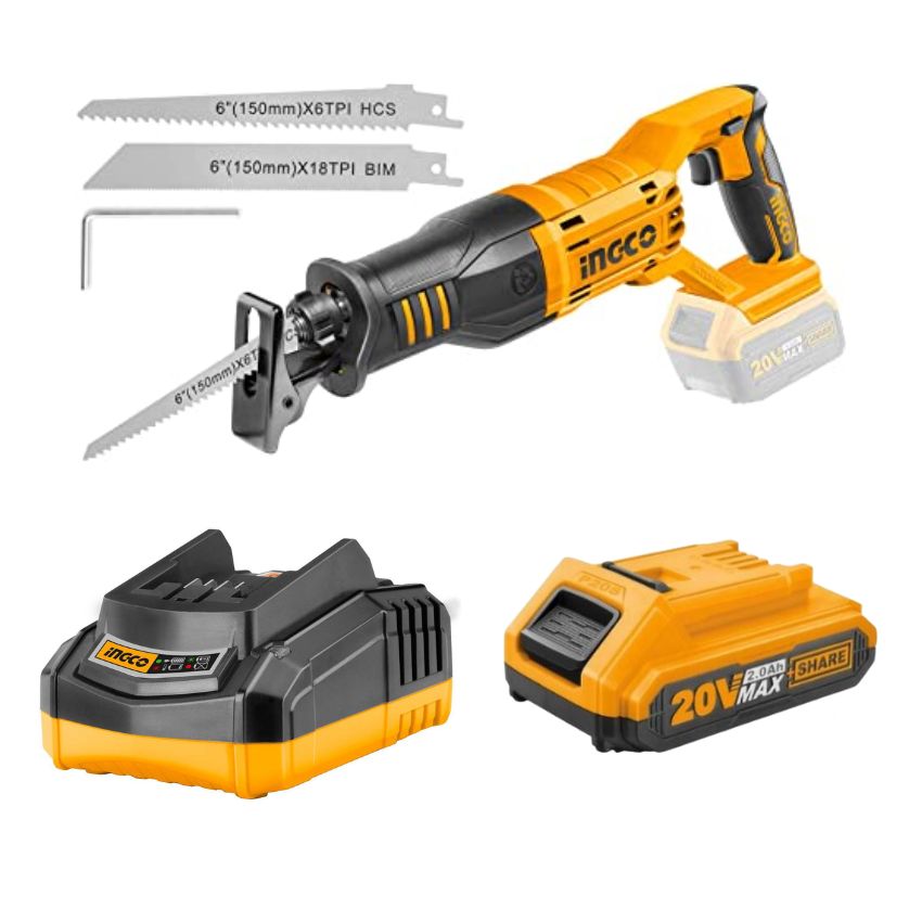Ingco Cordless Lithium Ion Reciprocating Saw 20V with