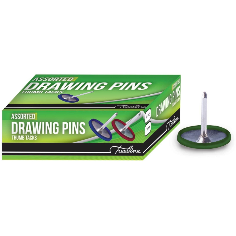 Treeline Coloured Drawing Pins 11mm - Pack of 50 | Limited
